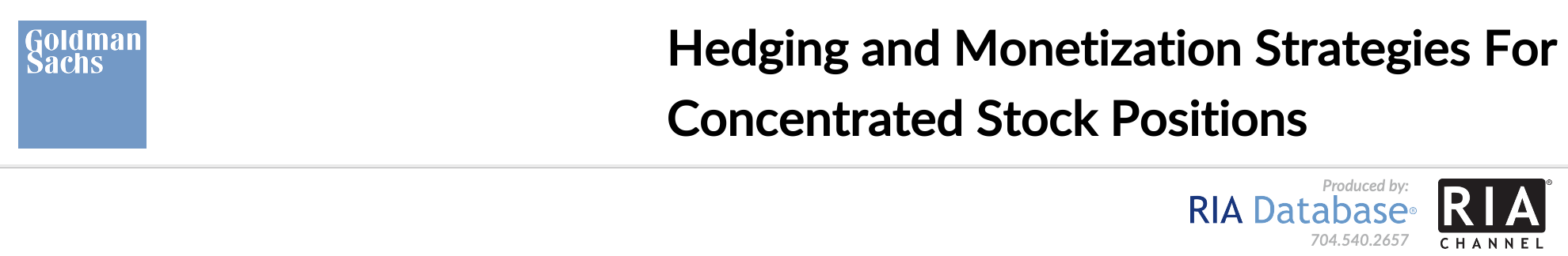 Hedging And Monetization Strategies For Concentrated Stock Positions Goldman Sachs 9622